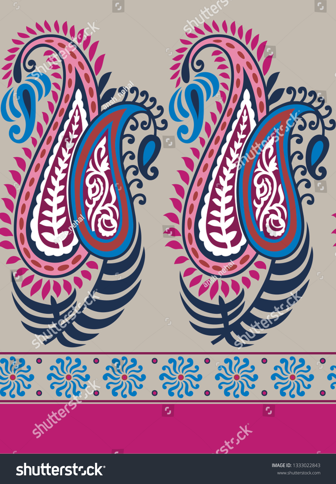 Traditional Paisley Pattern On Border Stock Vector (Royalty Free ...