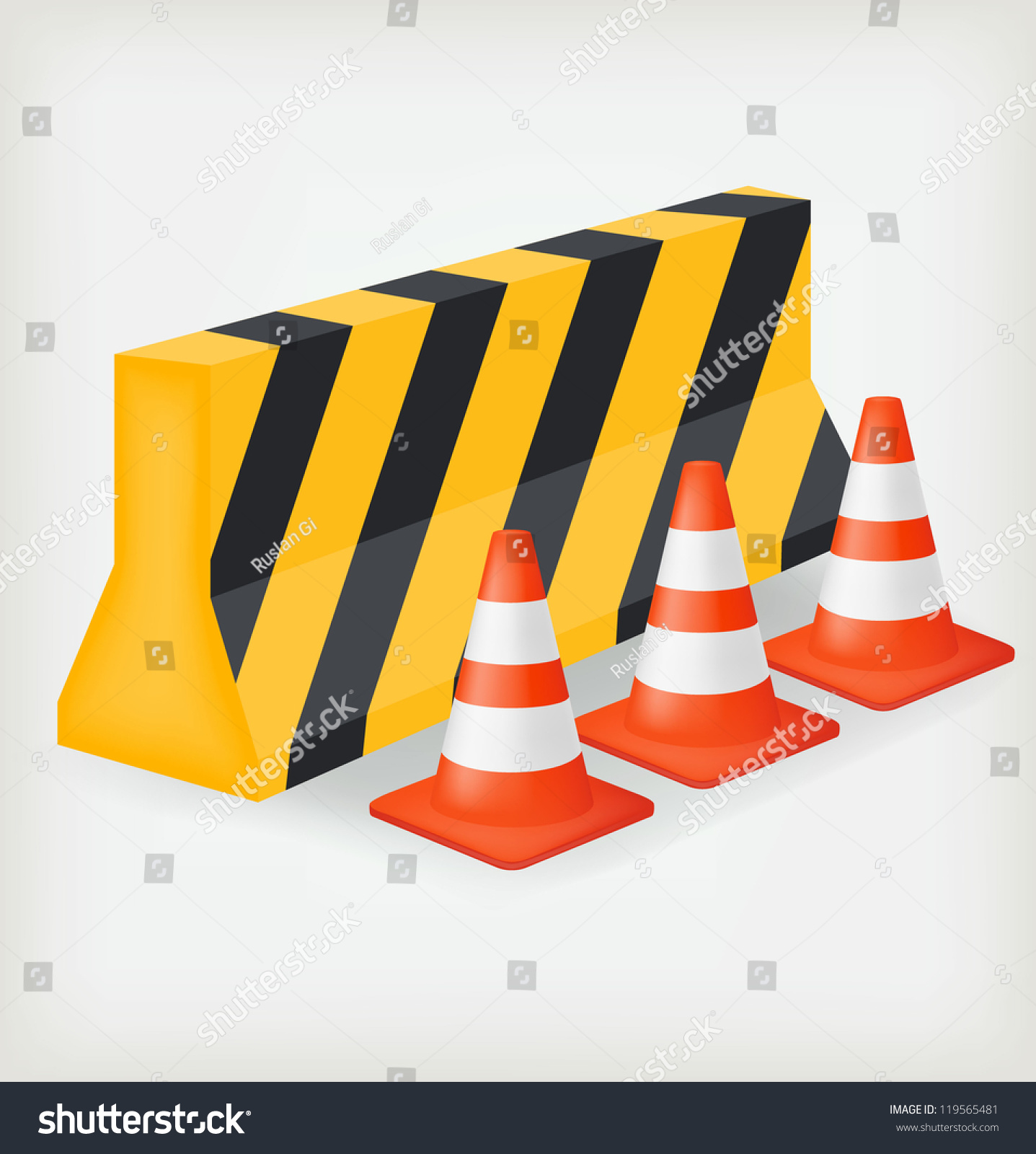 Traffic Cone Block Road Vector Stock Vector (Royalty Free) 119565481