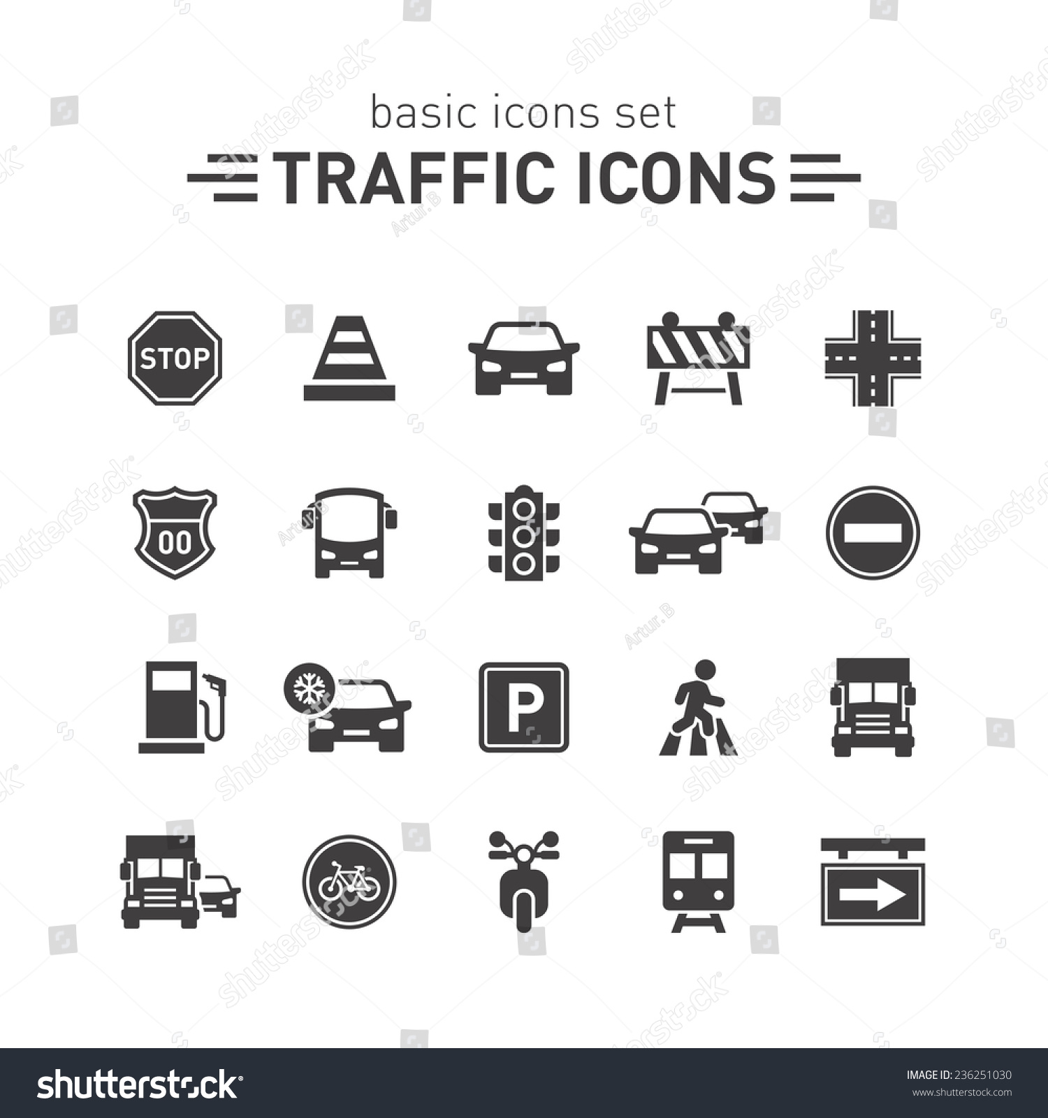Traffic Icons Set Stock Vector (Royalty Free) 236251030