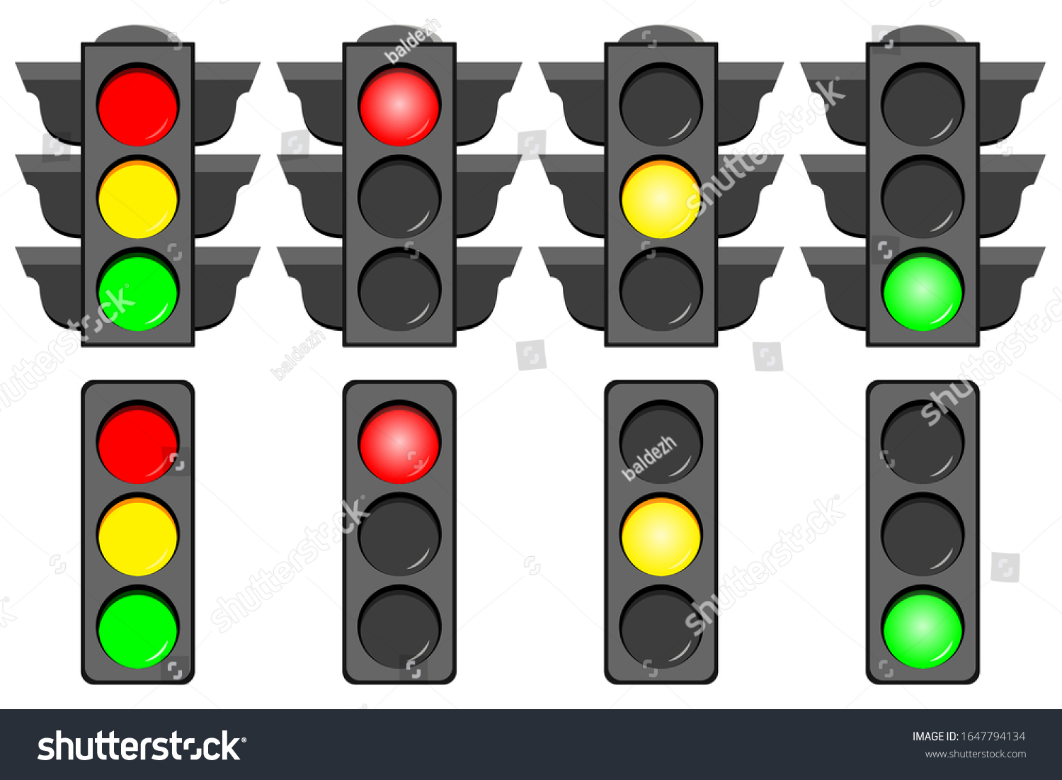 Traffic Light Interface Icons Set Isolated Stock Vector (Royalty Free ...