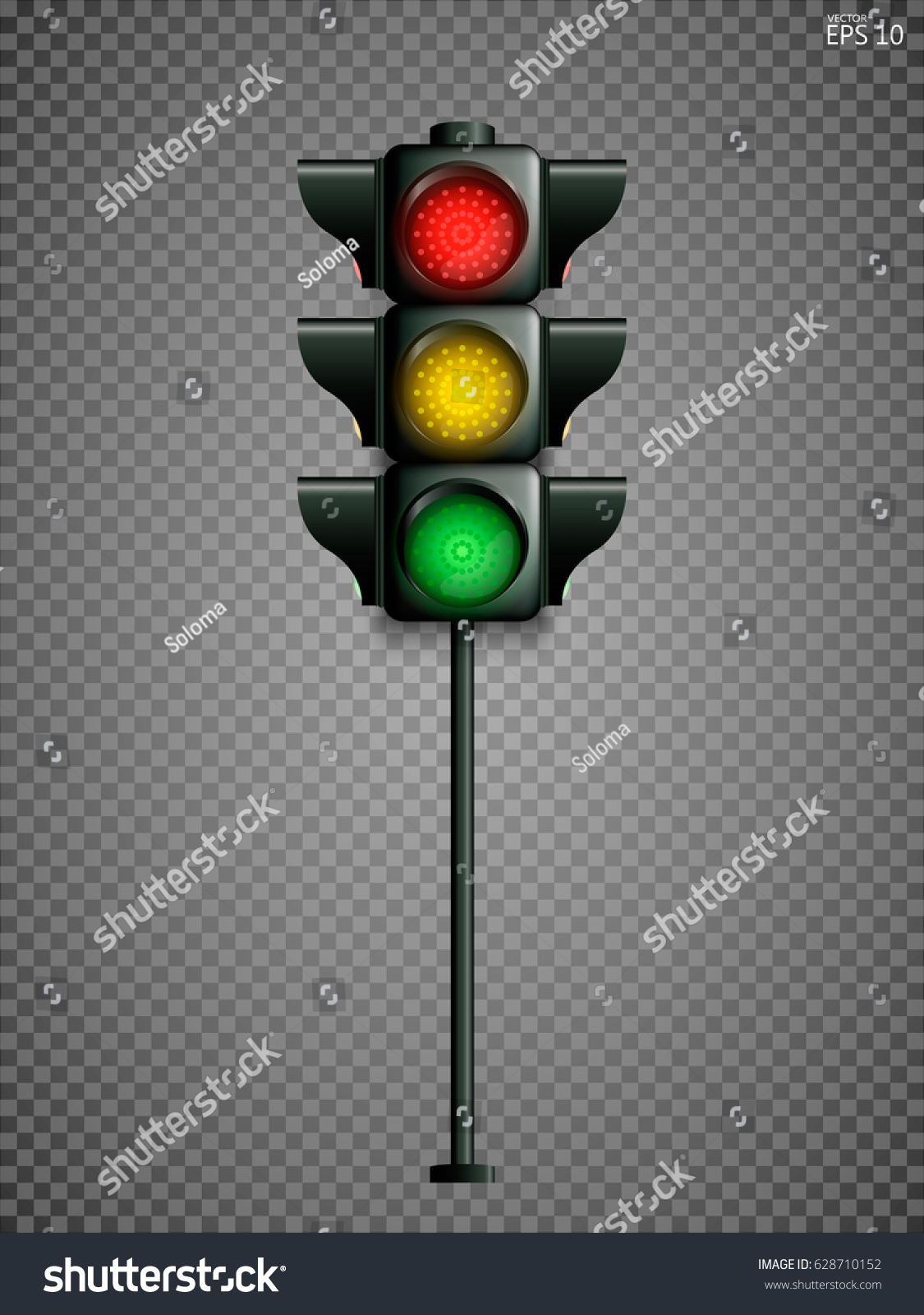 Traffic Lights Isolated On Transparent Background Stock Vector ...
