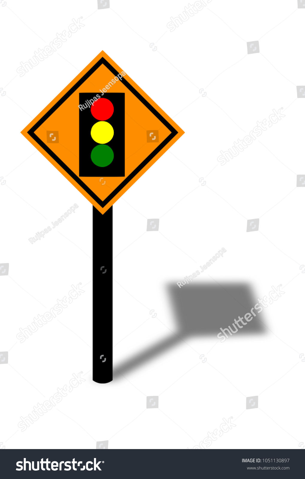 Traffic Lights Warning Sign Stock Vector (Royalty Free) 1051130897 ...