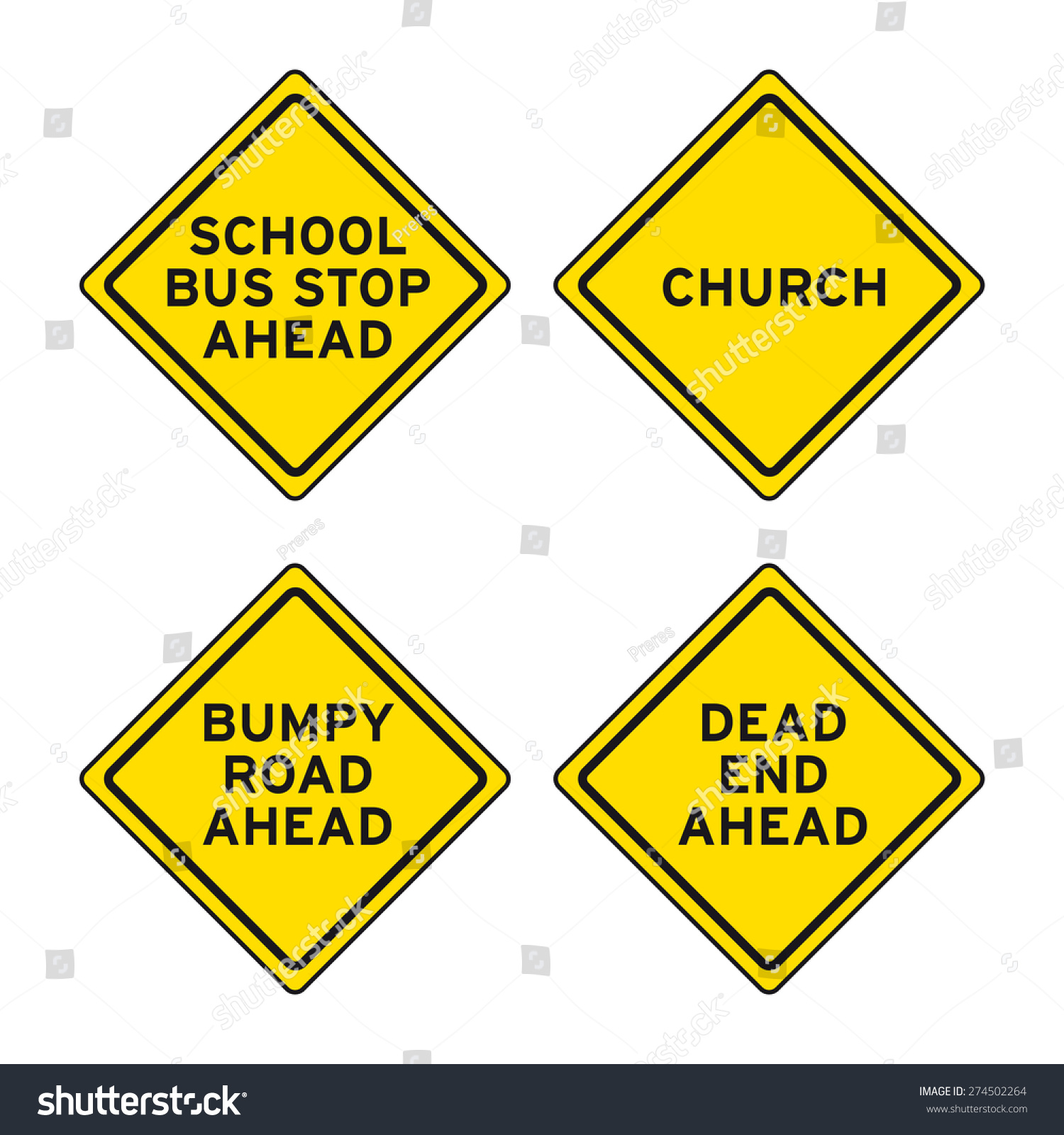 Traffic Road Warning Sign Vector Set Stock Vector (Royalty Free ...