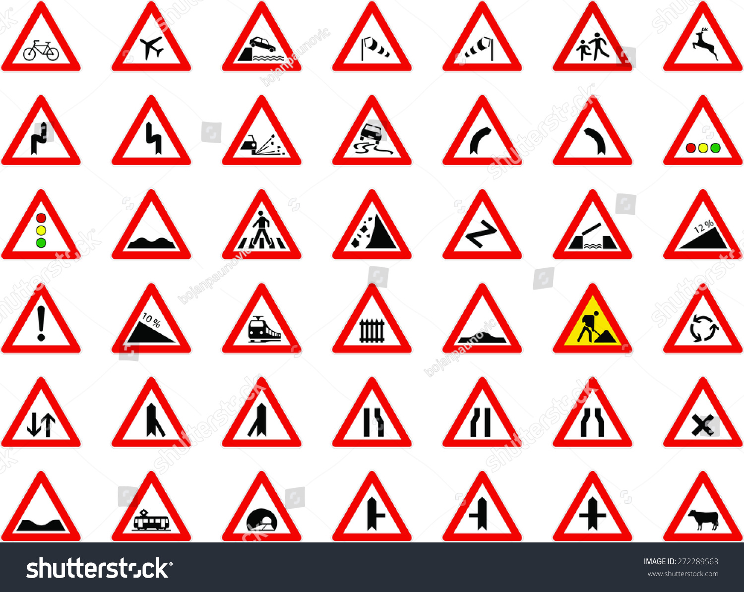 Traffic Signs Big Collection Vector Stock Vector (Royalty Free) 272289563