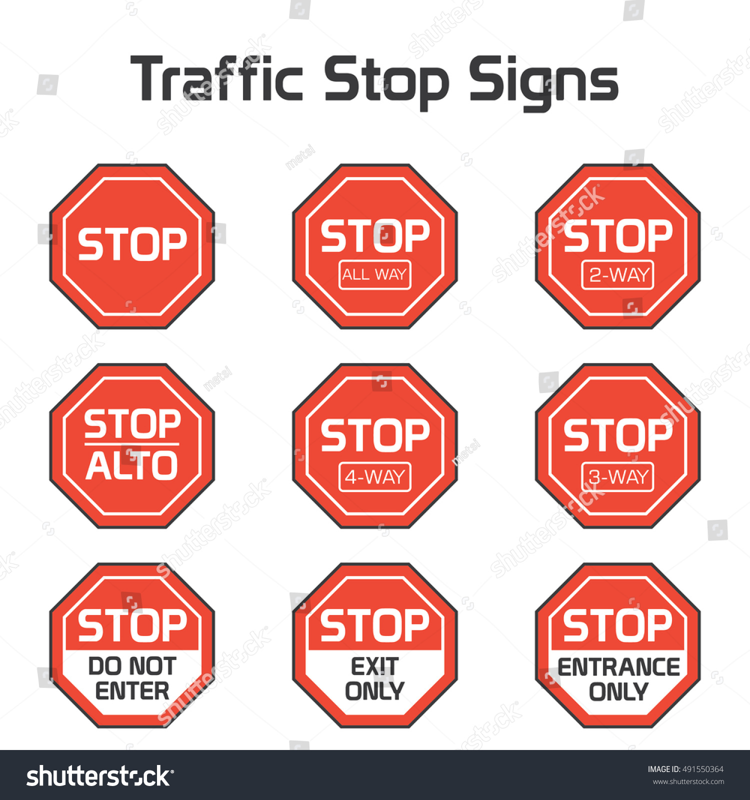Traffic Stop Signs Vector Stock Vector (Royalty Free) 491550364
