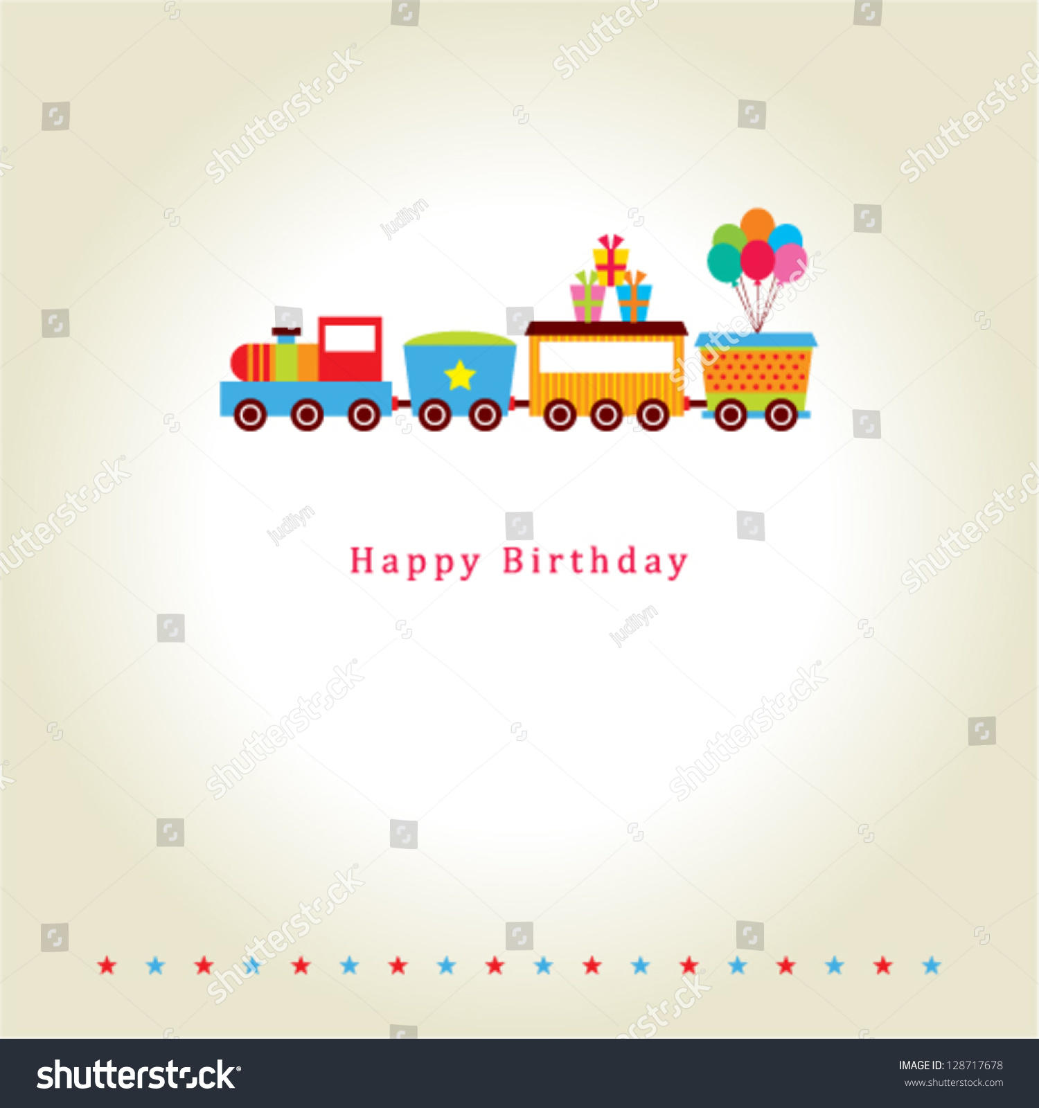 Train Birthday Card Stock Vector (Royalty Free) 128717678