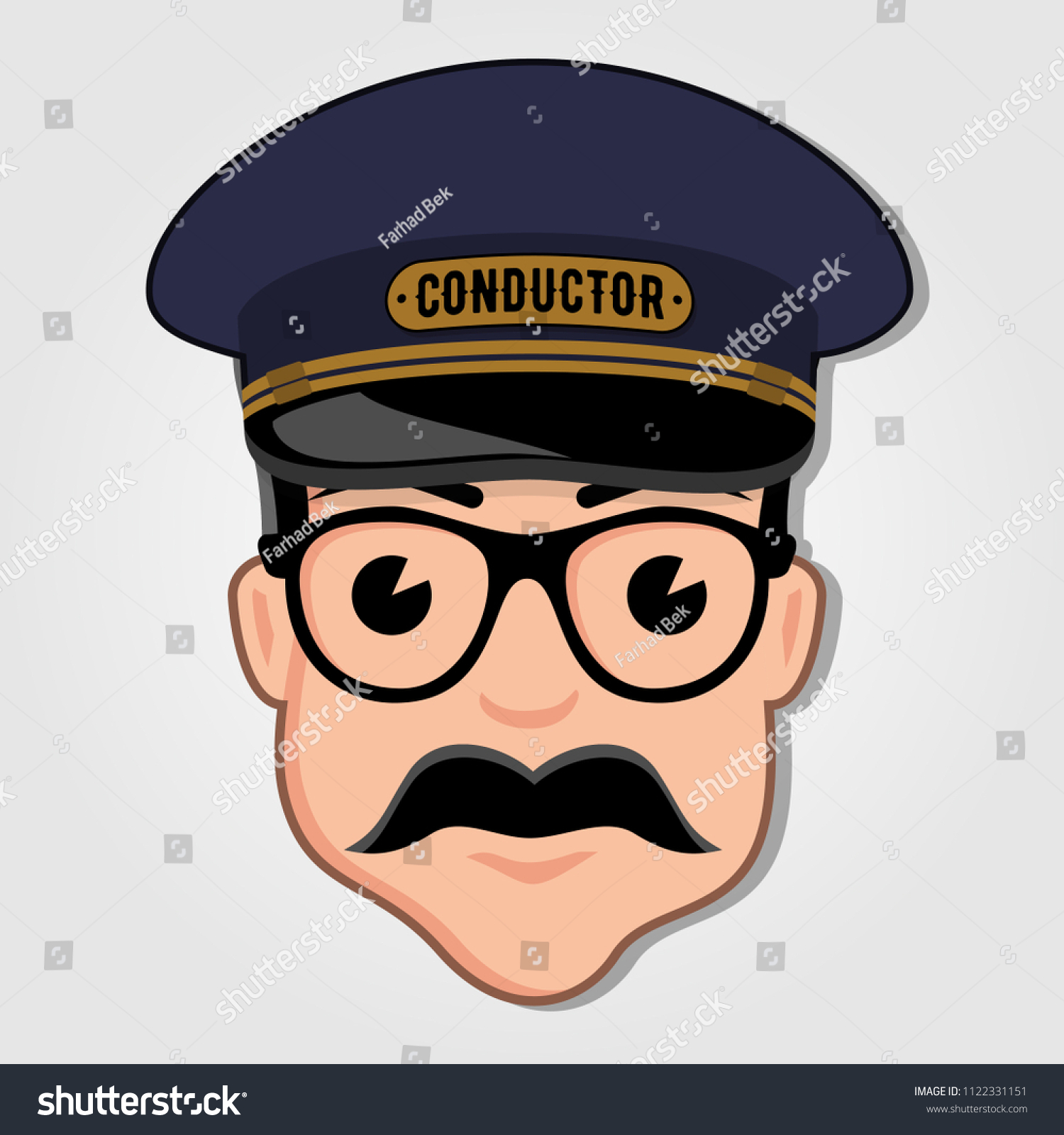 Train Conductor Cartoon Face Vector Illustration Stock Vector (Royalty ...