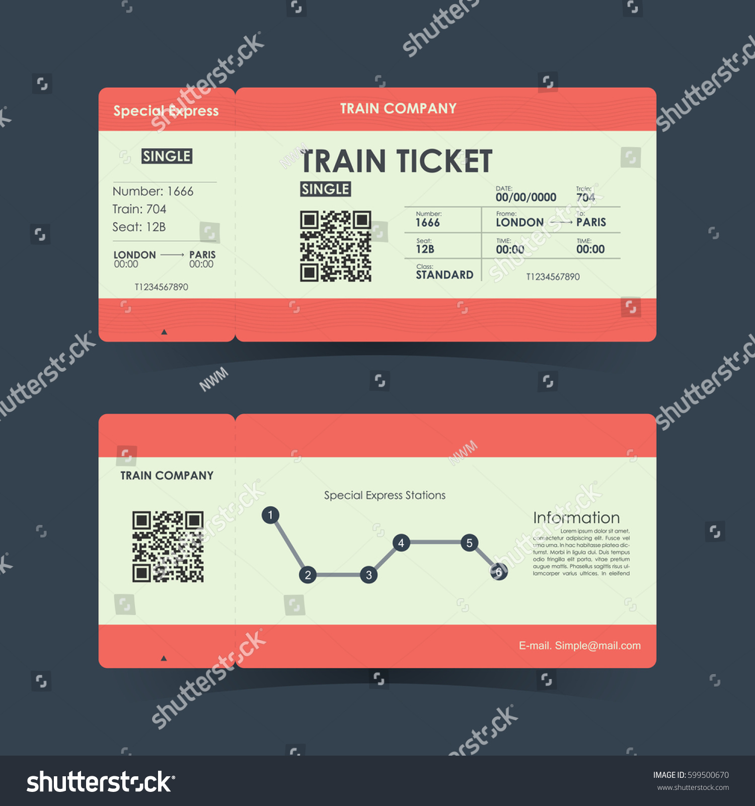 Vektor Stok Desain konsep tiket kereta api. Ilustrasi (Tanpa Royalti ...