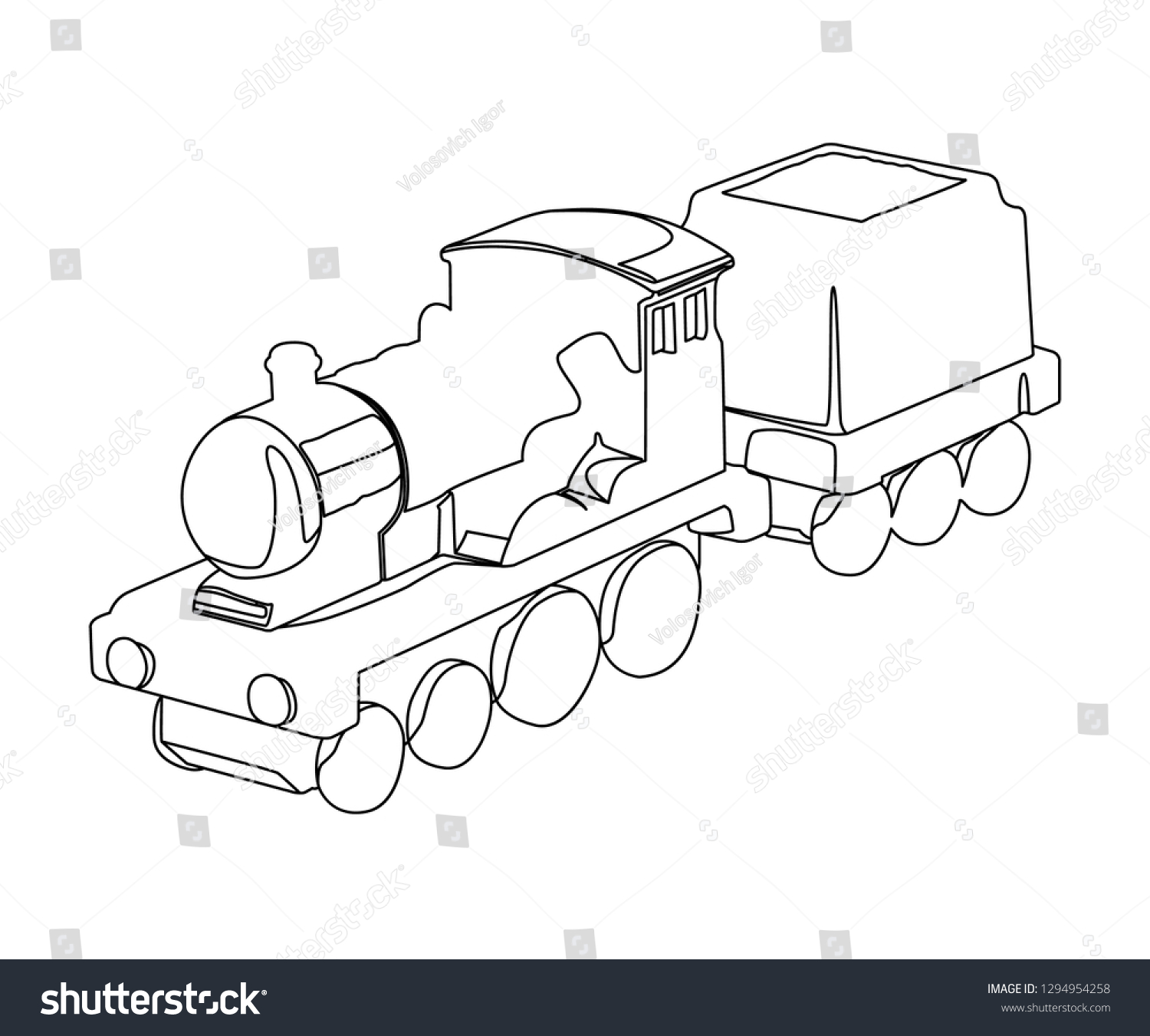 Train Toy Contour Vector Illustration Stock Vector (Royalty Free ...
