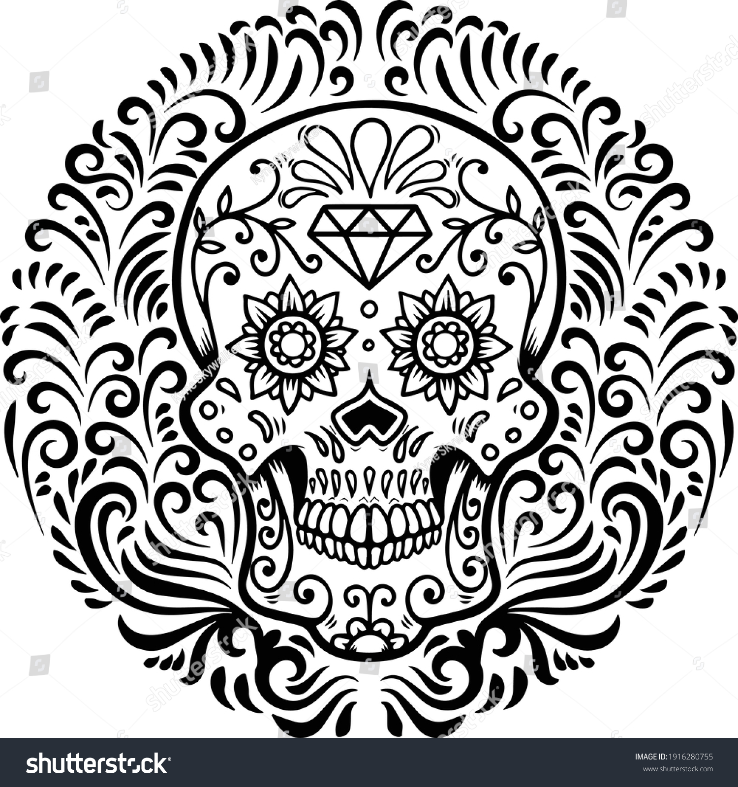 Tranditional Mexican Skull Calaveras Pattern Stock Vector (Royalty Free ...