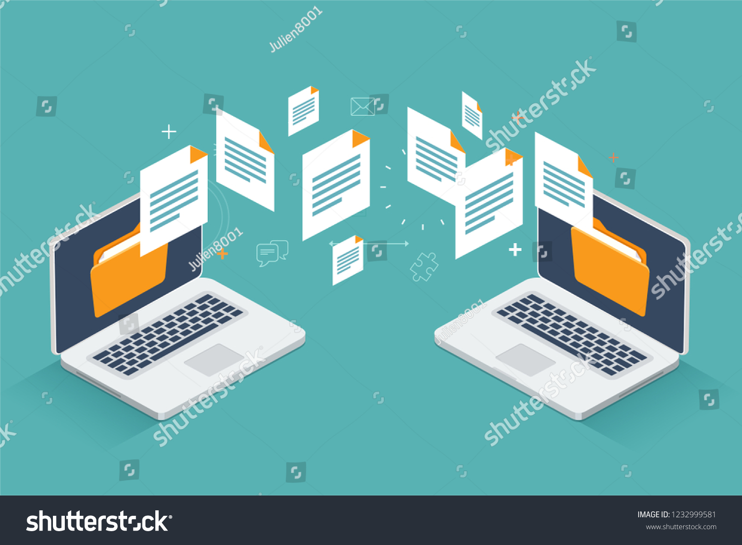 Transfer Computer Documents Stock Vector (Royalty Free) 1232999581 ...