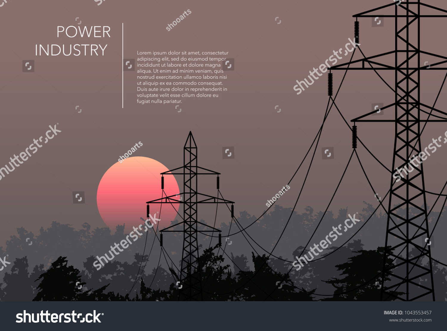 Transmission Towers Landscape Background Vector Stock Vector (Royalty ...