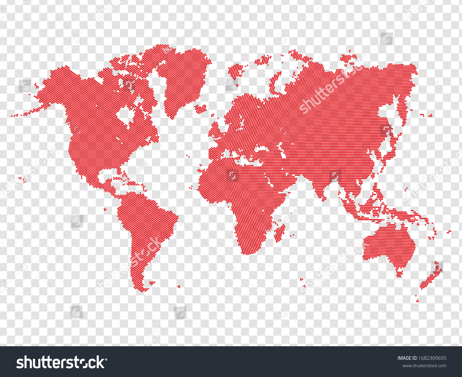 Transparent Detailed Red World Map Vector Stock Vector (Royalty Free ...