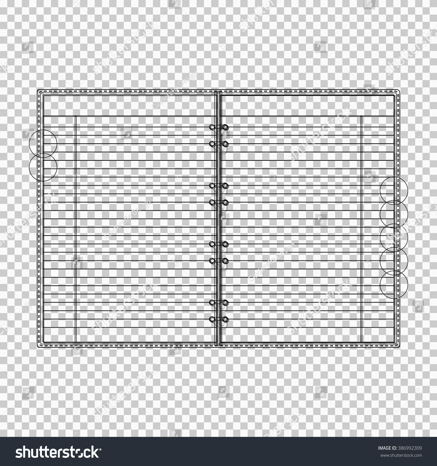 Transparent Draft Blank Lined Opened Notebook Stock Vector (Royalty ...