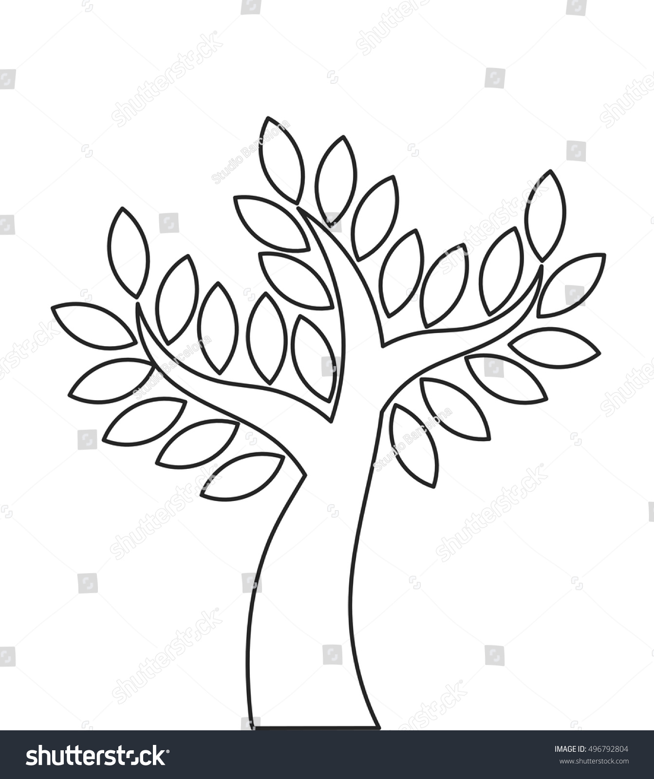 Transparent Tree Outline Shape Vector Illustration: เวกเตอร์สต็อก (ปลอด ...
