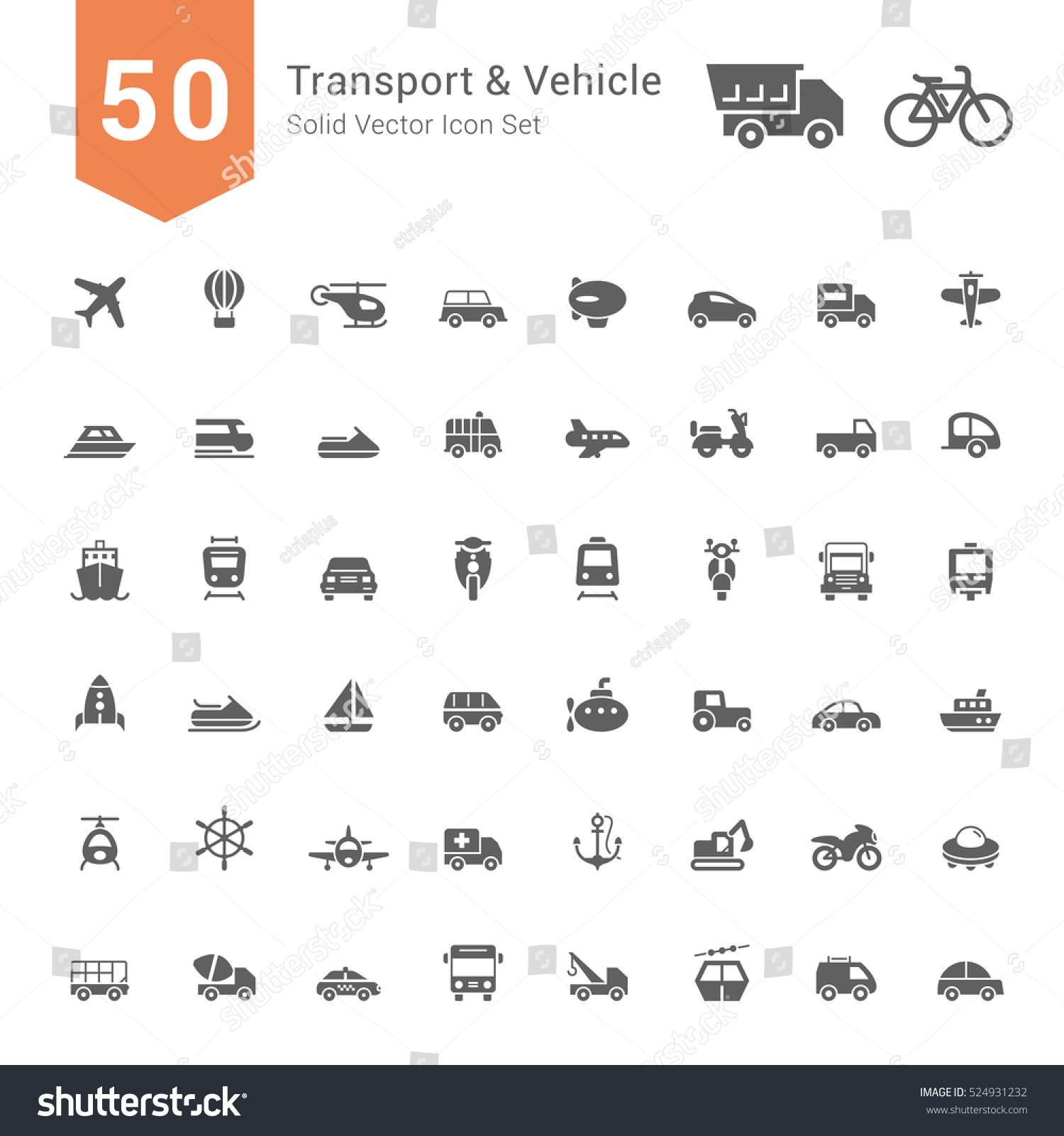 Transport Vehicle Icon Set 50 Solid 库存矢量图（免版税）524931232 | Shutterstock
