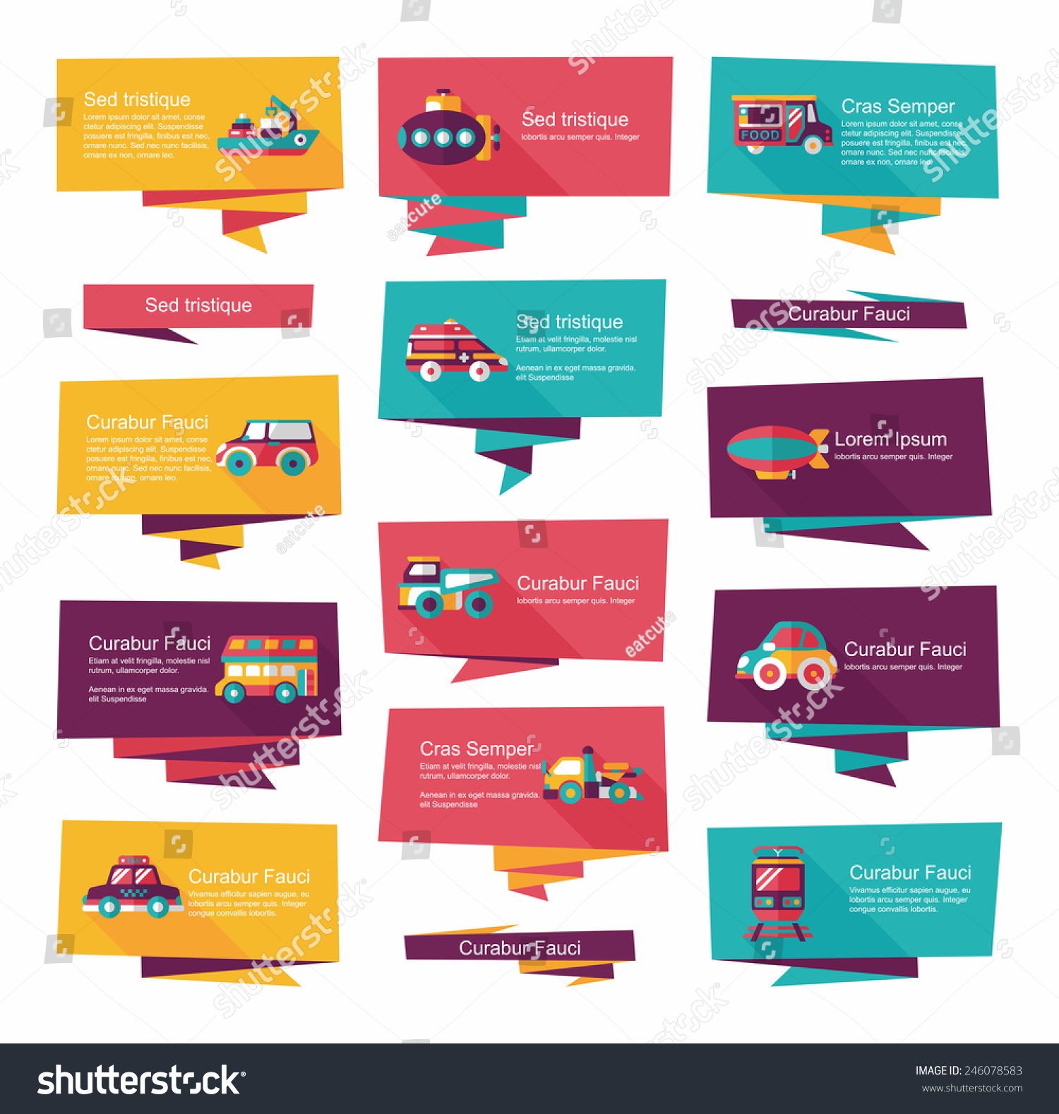 Transportation Banner Flat Design Background Set Stock Vector (Royalty ...