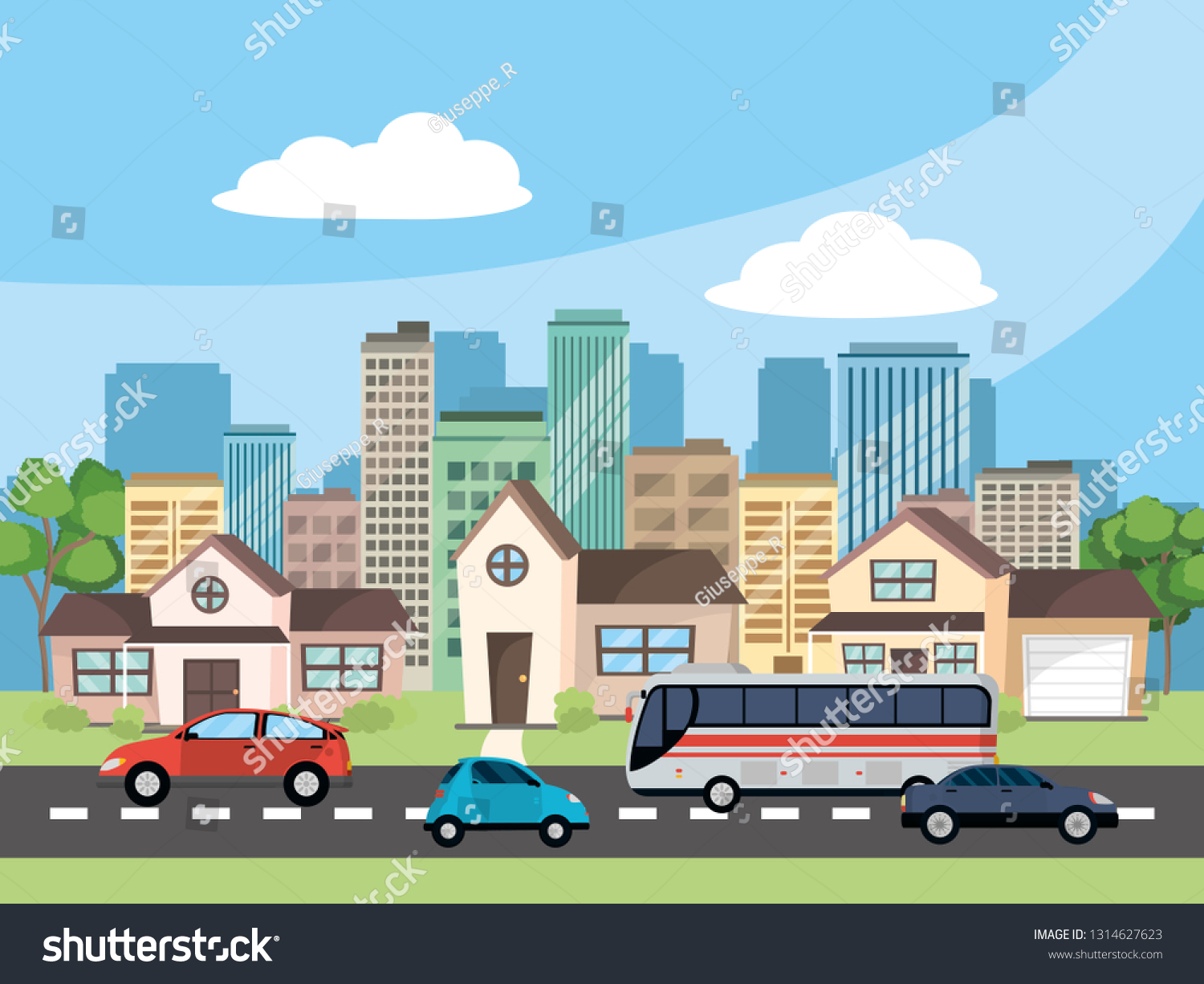 Transportation Concept Cartoon Stock Vector (Royalty Free) 1314627623 ...