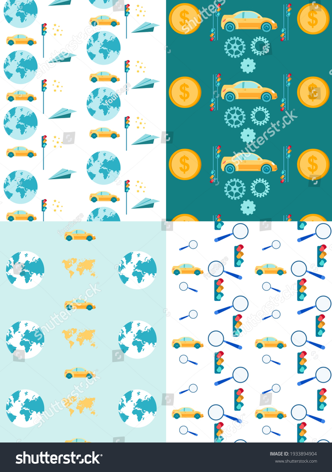 Transportation Flat Vector Seamless Patterns Set Stock Vector (Royalty ...