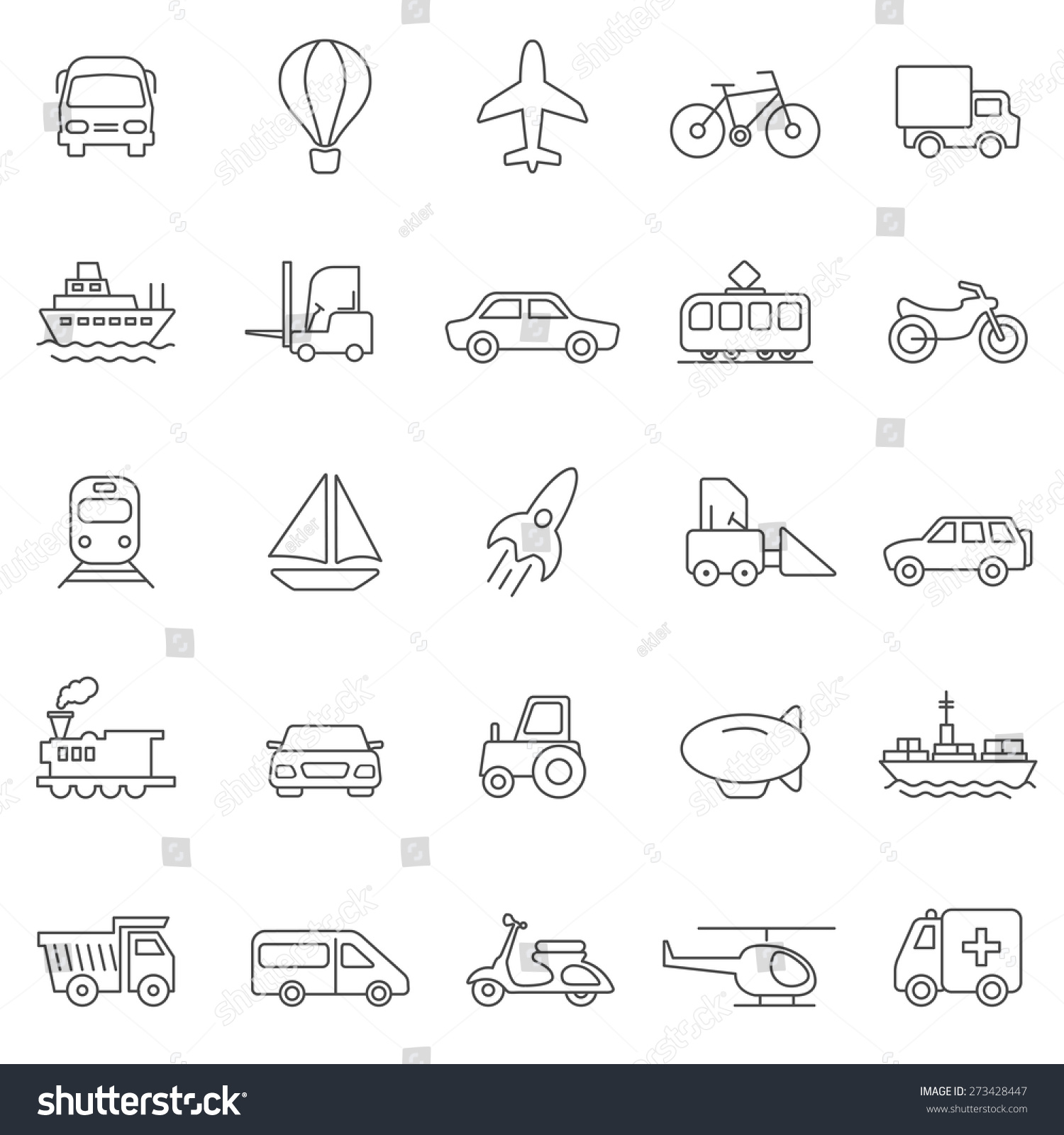 Transportation Line Icons Setvector: vetor stock (livre de direitos ...