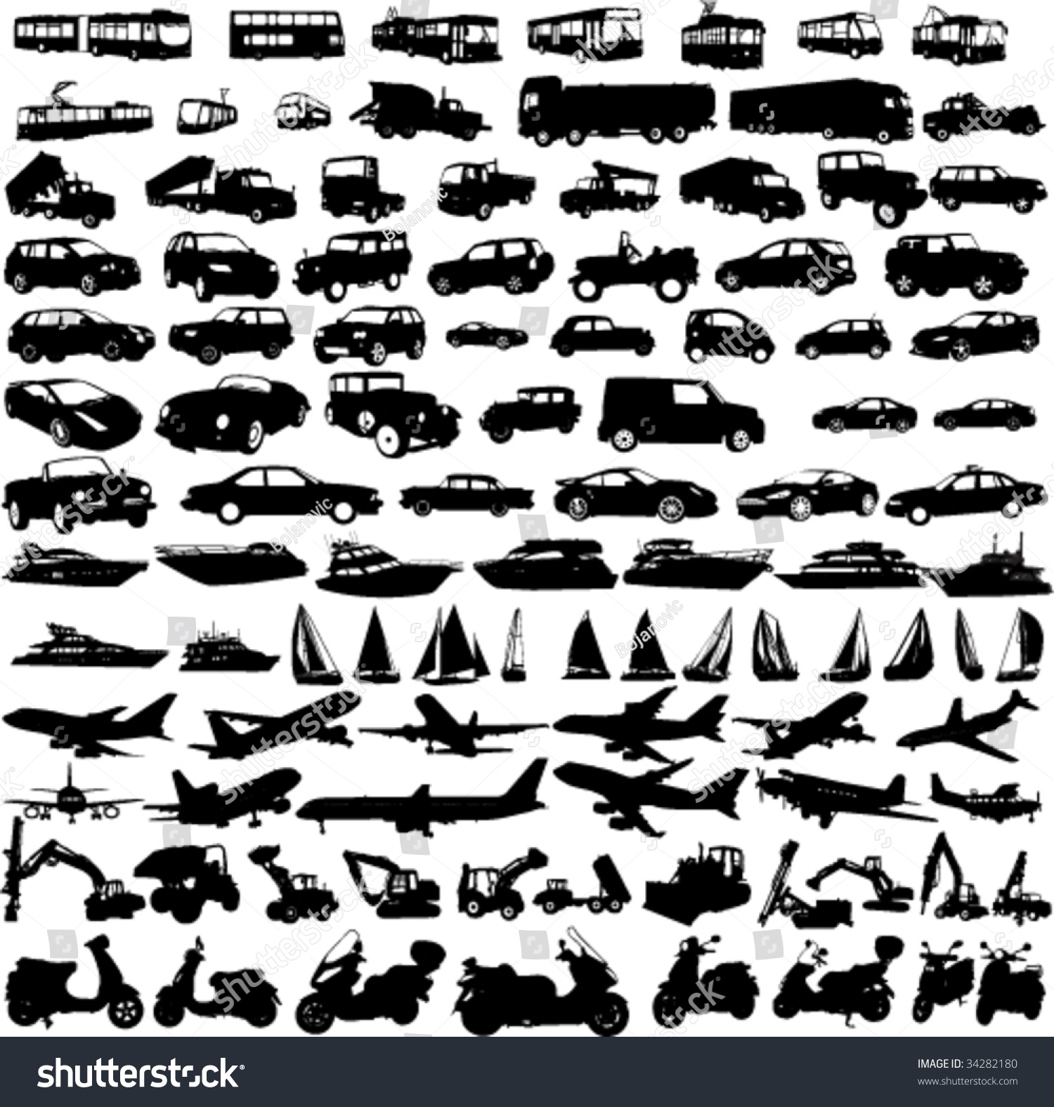 Transportation Silhouettes Collection 1 Vector Stock Vector (Royalty ...