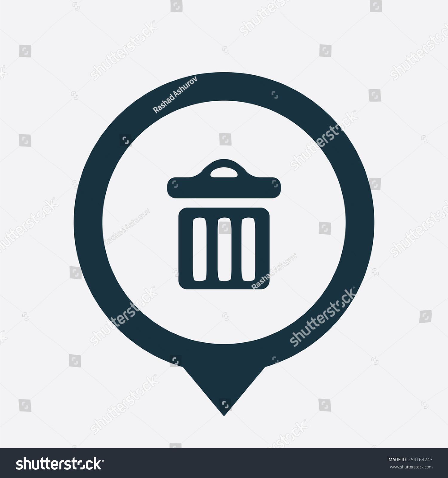 Trash Bin Icon Map Pin On Stock Vector (Royalty Free) 254164243 ...