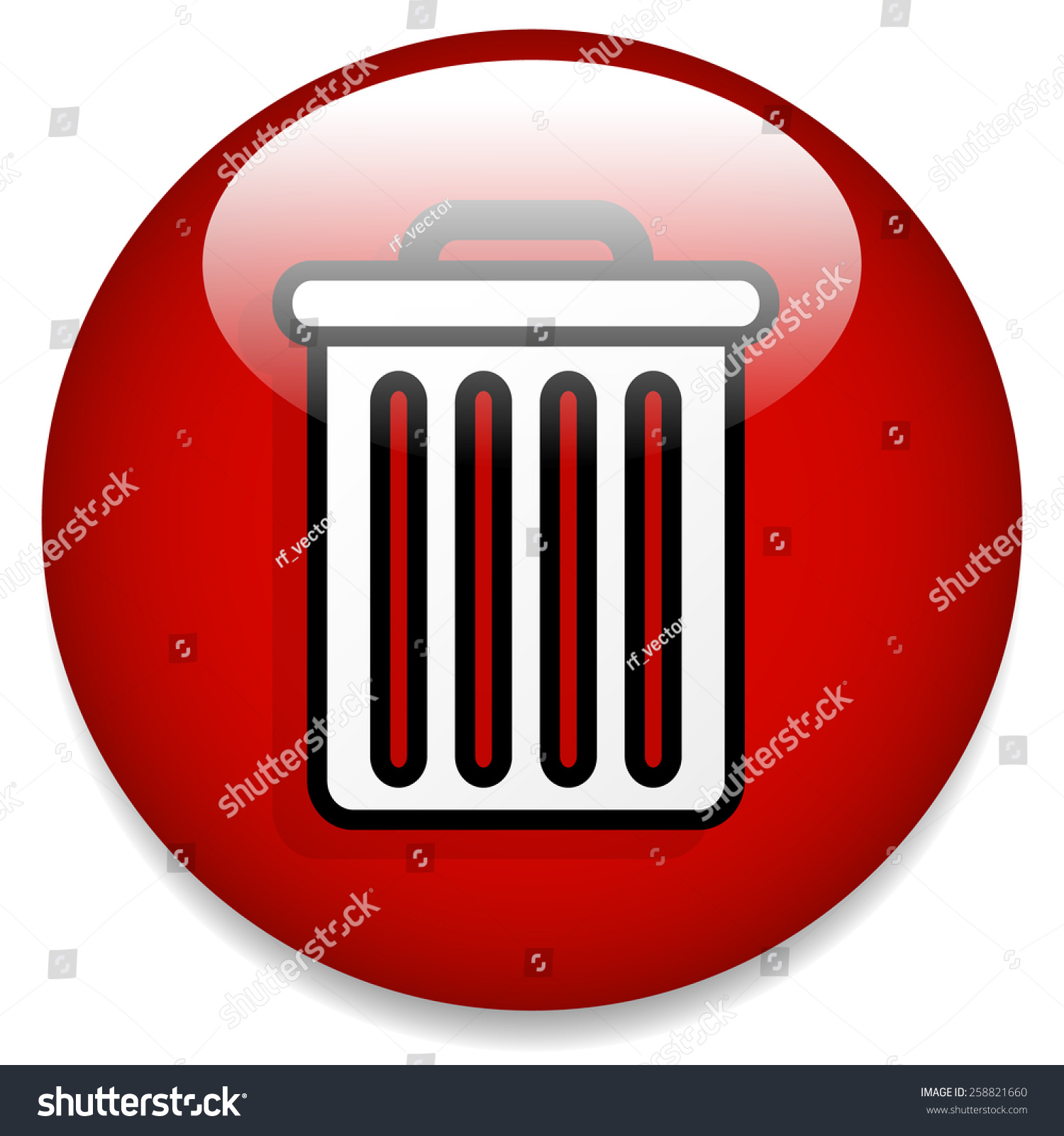 Trash Can Button Icon Stock Vector (Royalty Free) 258821660 | Shutterstock