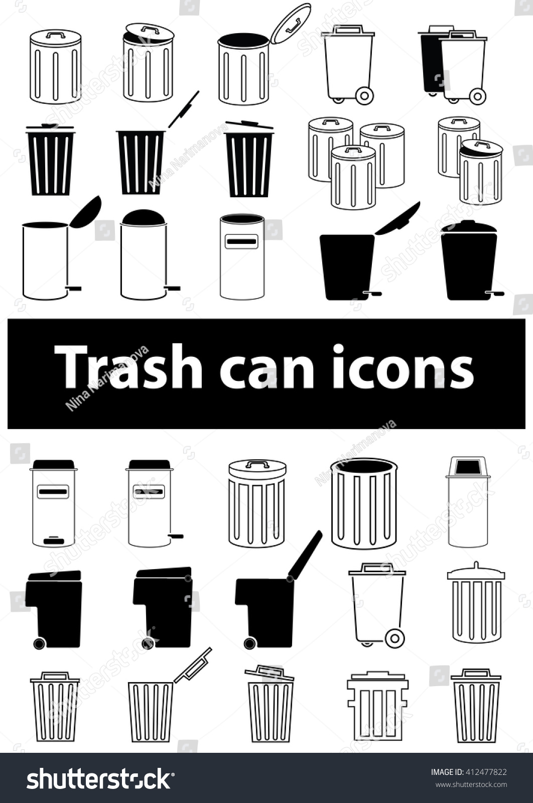 Trash Can Icons Stock Vector 412477822 - Shutterstock