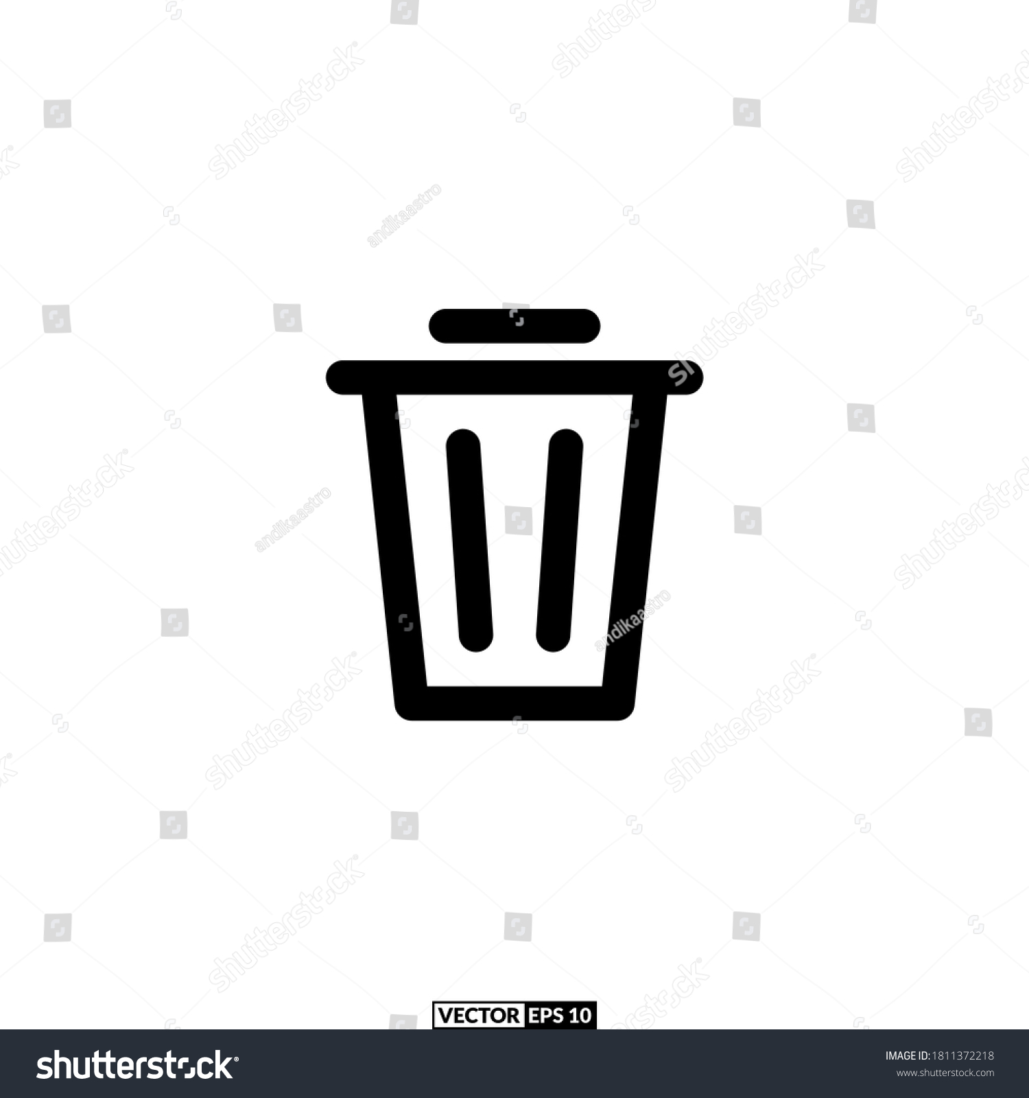 Trash Outline Icon Vector Design Stock Vector (Royalty Free) 1811372218 ...