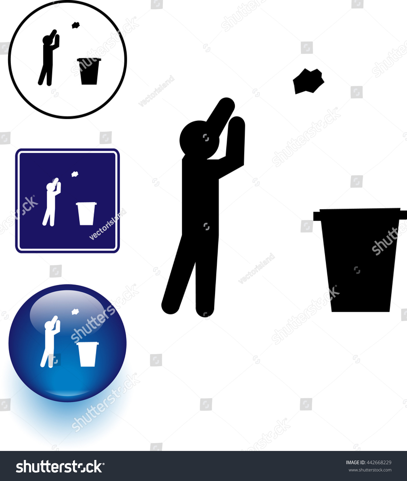 Trash Throwing Symbol Sign Button Stock Vector (Royalty Free) 442668229 ...