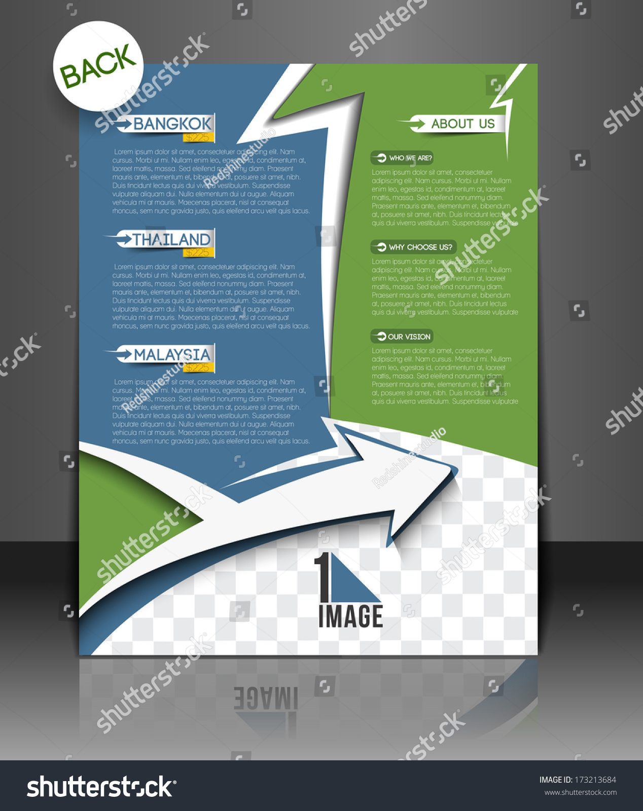 Travel Front Back Flyer Template: vector de stock (libre de regalías ...