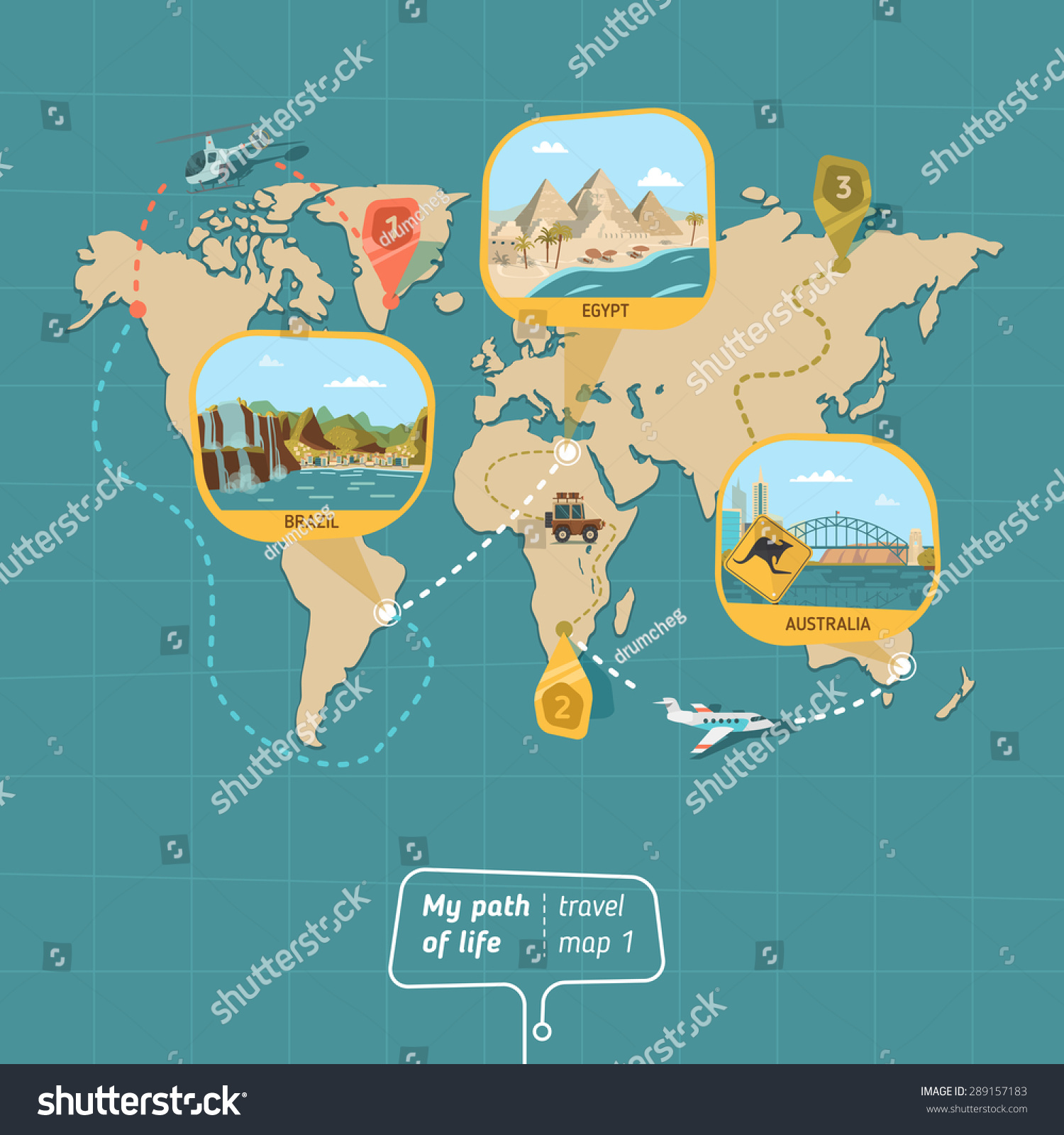 Travel Map Countries Vector Illustration: เวกเตอร์สต็อก (ปลอดค่า ...