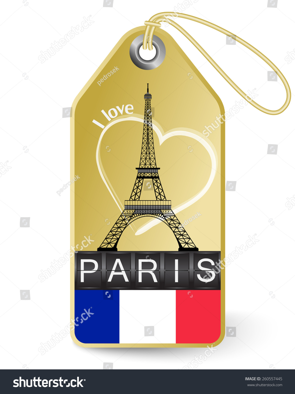 Travel Tag Eiffel Tower Stock Vector (Royalty Free) 260557445 ...