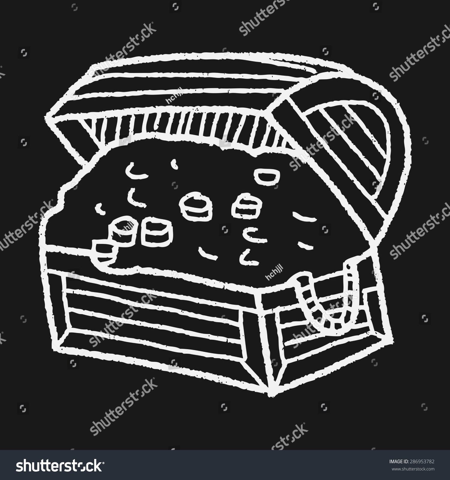 Treasure Chest Doodle Stock Vector (Royalty Free) 286953782
