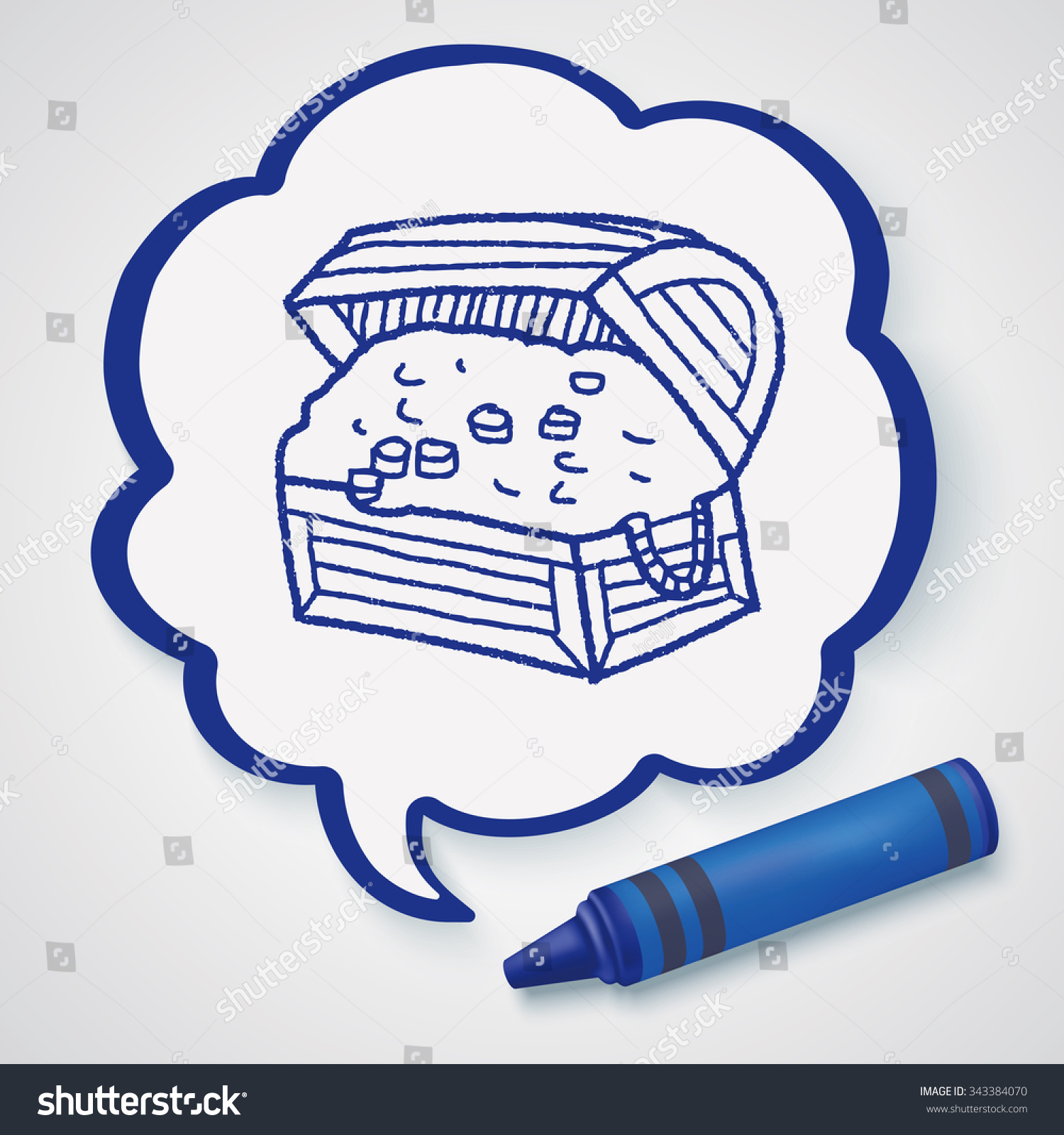 Treasure Chest Doodle Stock Vector (Royalty Free) 343384070 | Shutterstock