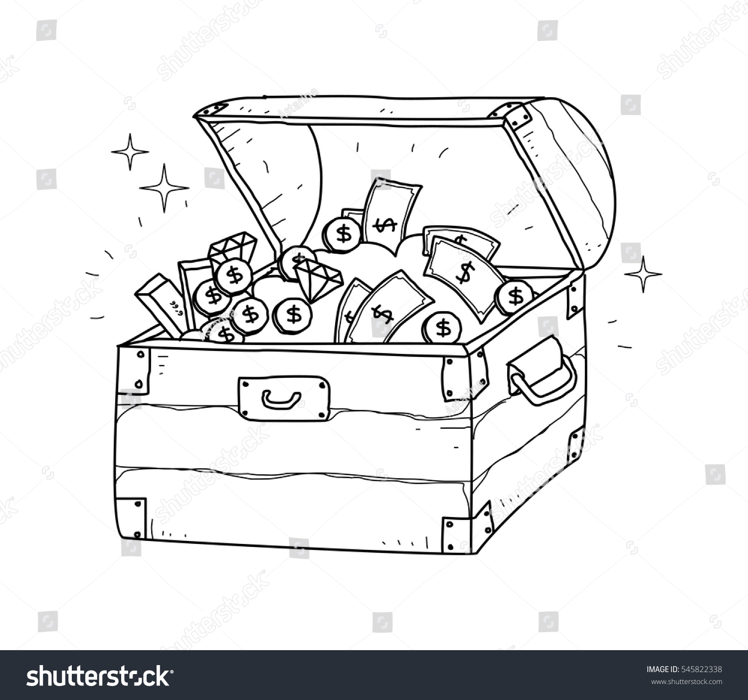 Treasure Chest Doodle: เวกเตอร์สต็อก (ปลอดค่าลิขสิทธิ์) 545822338