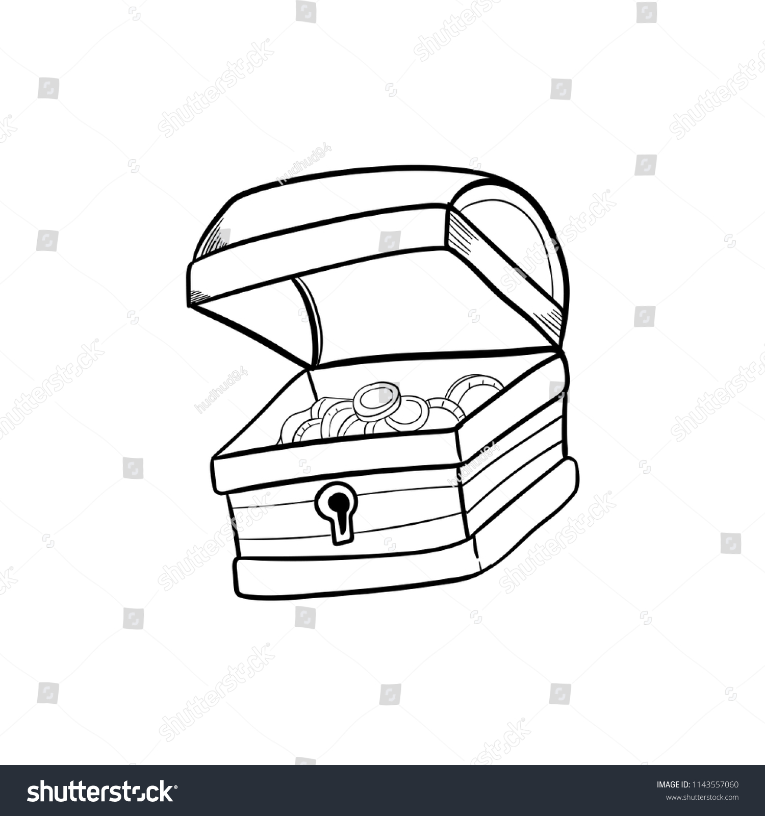 Treasure Chest Doodle Icon Vector Stock Vector (Royalty Free) 1143557060