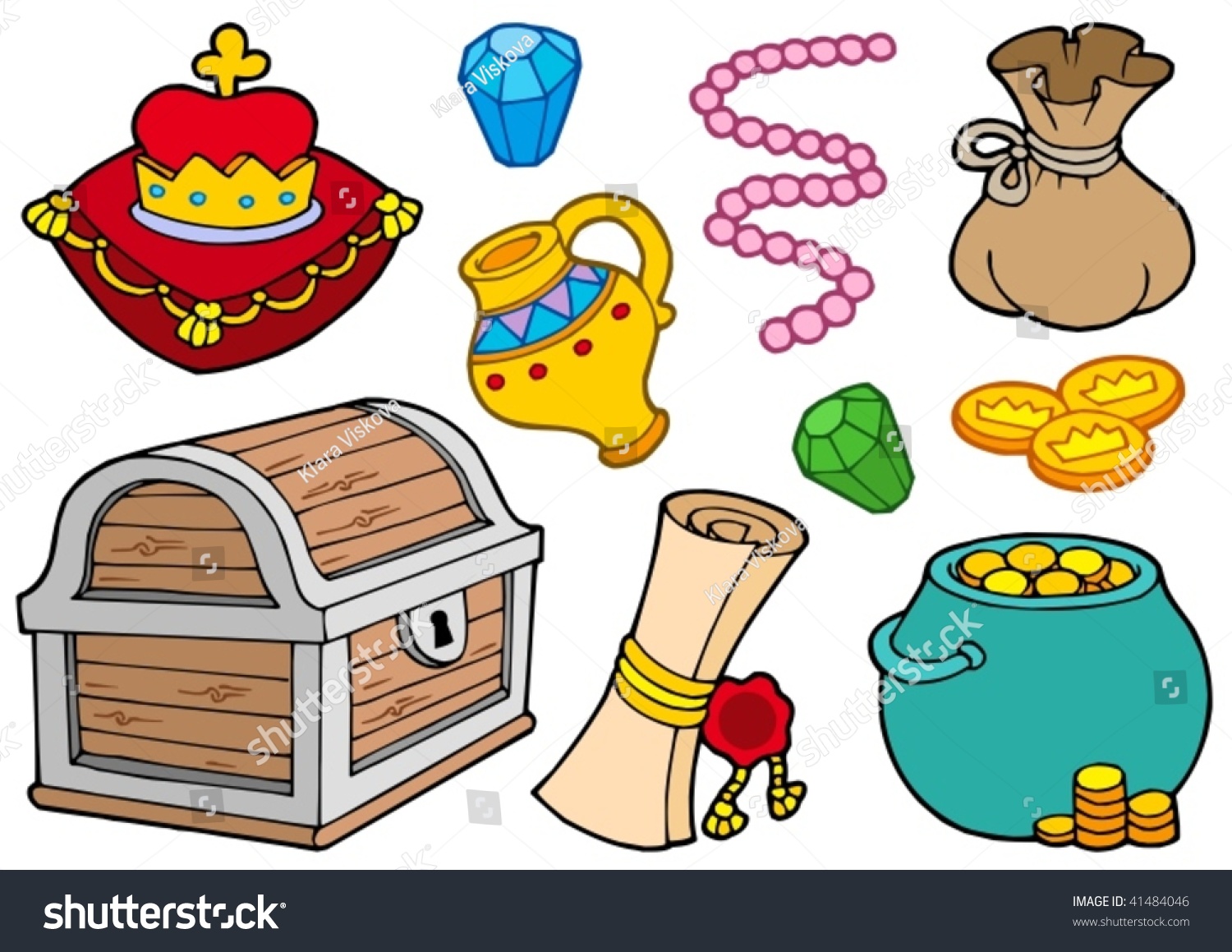 Treasure Collection On White Background Vector Stock Vector (Royalty ...