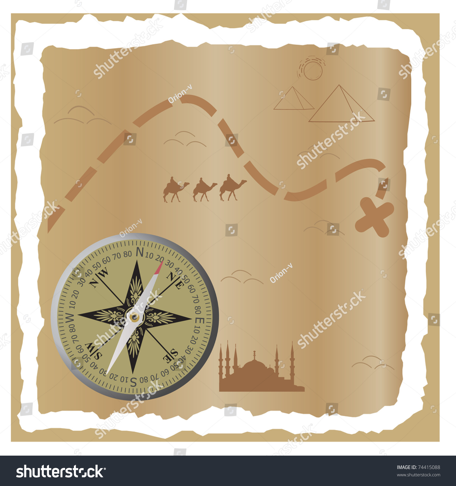 Treasure Map Vector Illustration Stock Vector (Royalty Free) 74415088 ...
