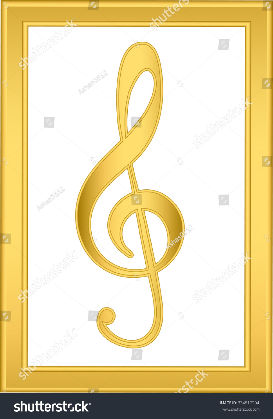 Treble Clef Gold Frame Notes Vector Stock Vector (Royalty Free) 334817204