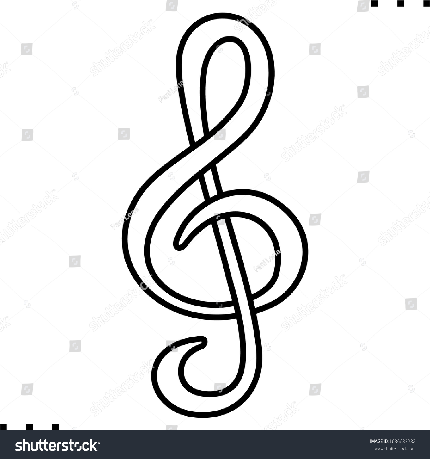 Treble Clef Line Art Icon Stock Vector (Royalty Free) 1636683232