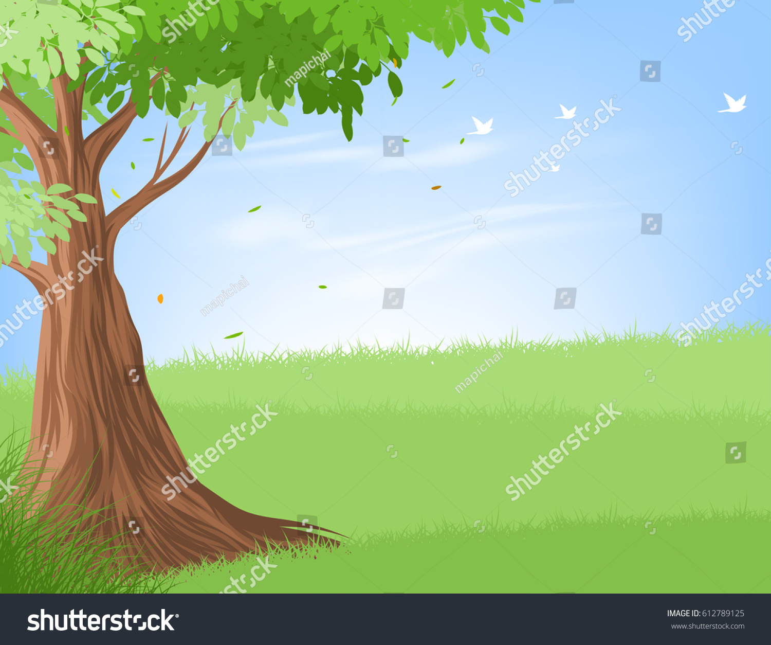 Tree Landscape Vector Nature Background Stock Vector (Royalty Free ...