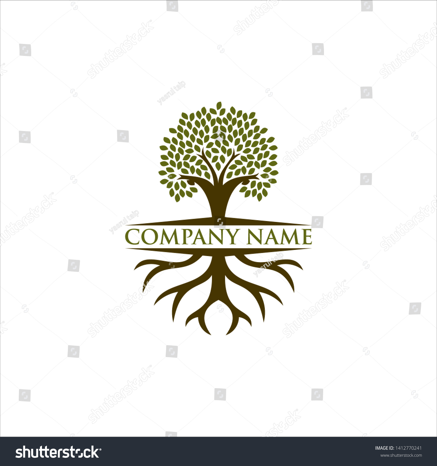 Tree Root Logo Design Stock Vector (Royalty Free) 1412770241