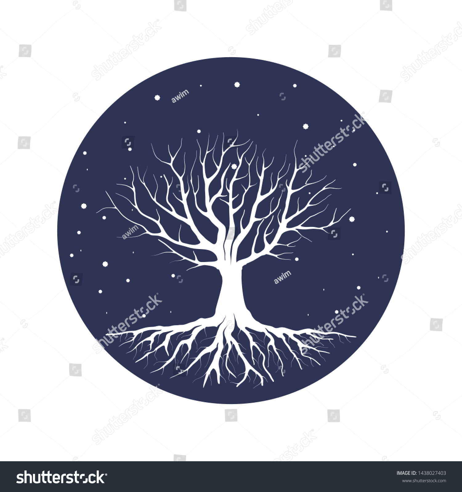 Tree Roots Vector Dead Tree Round Stock Vector (Royalty Free ...