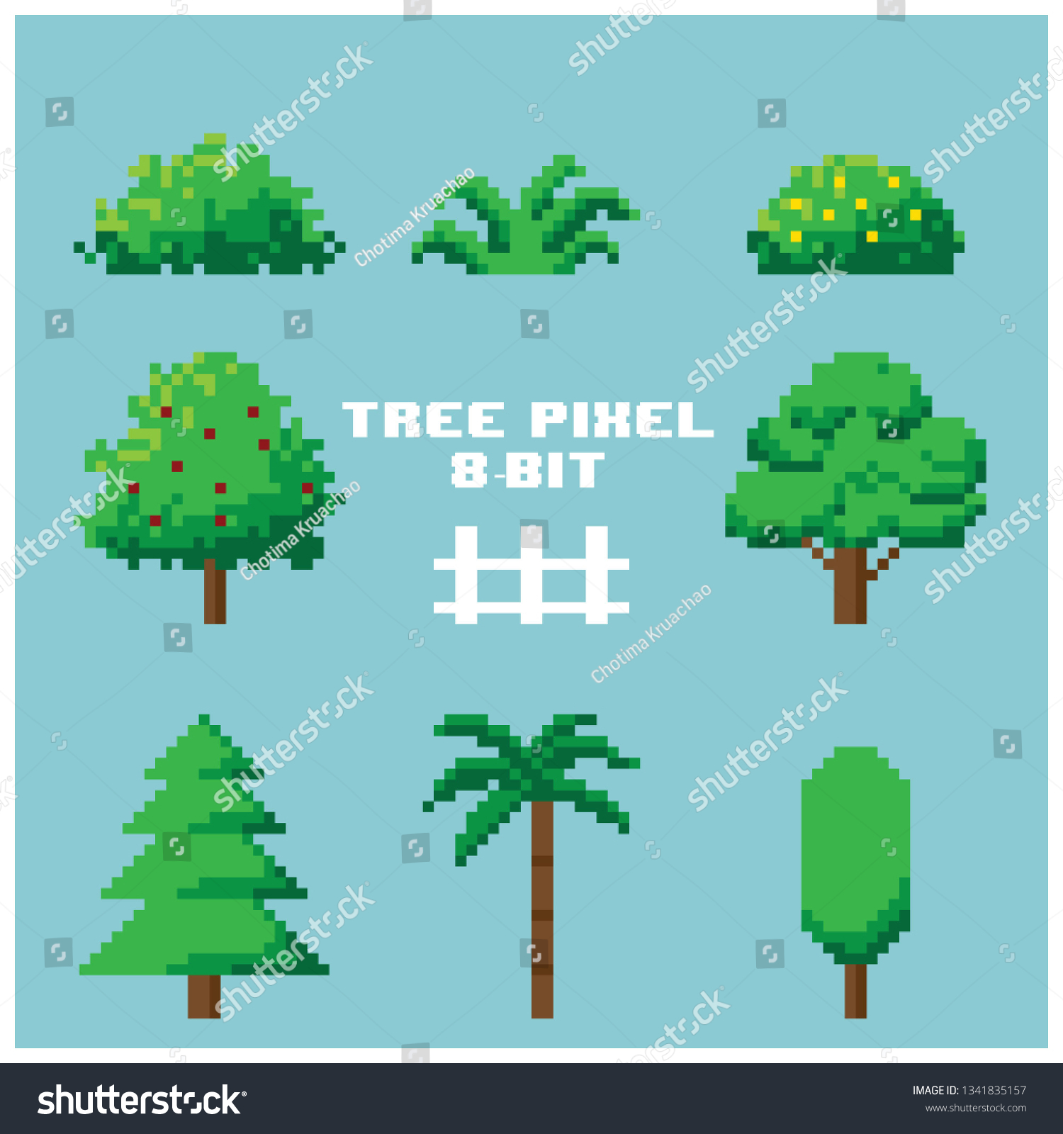 Tree 8 Bit Illustration Stock Vector (Royalty Free) 1341835157