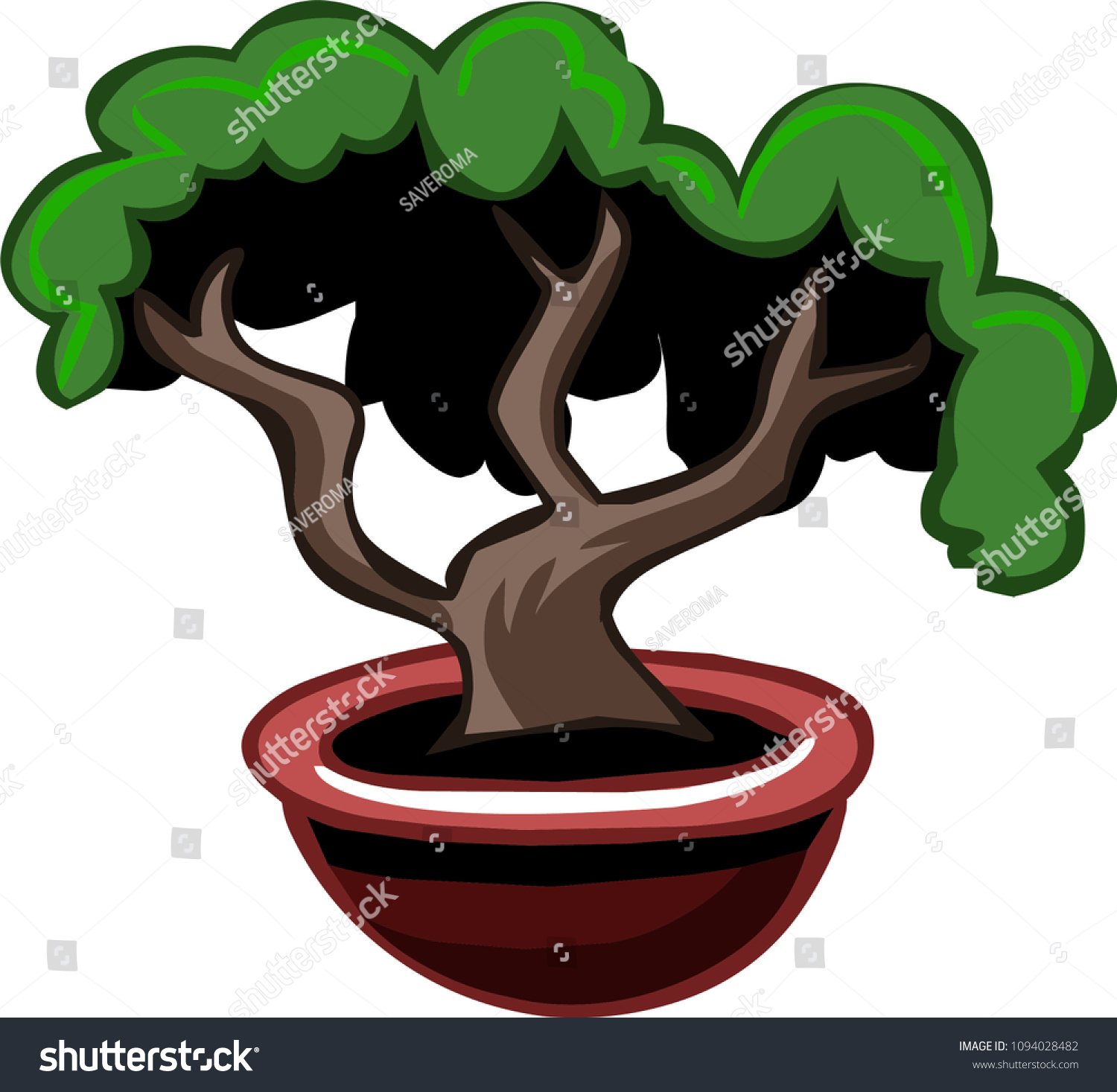Tree Bonsai Vector Cartoon Stock Vector (Royalty Free) 1094028482 ...
