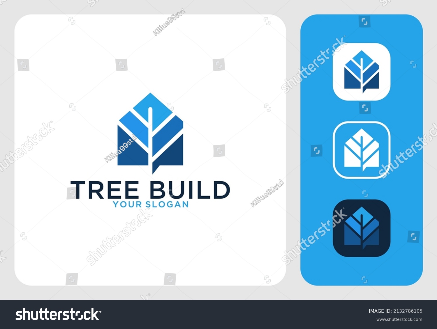 Tree Building House Logo Design Stock Vector (Royalty Free) 2132786105 ...