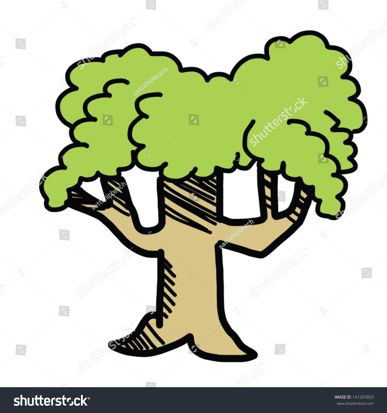 Tree Cartoon Drawing Stock Vector (Royalty Free) 141297853 | Shutterstock