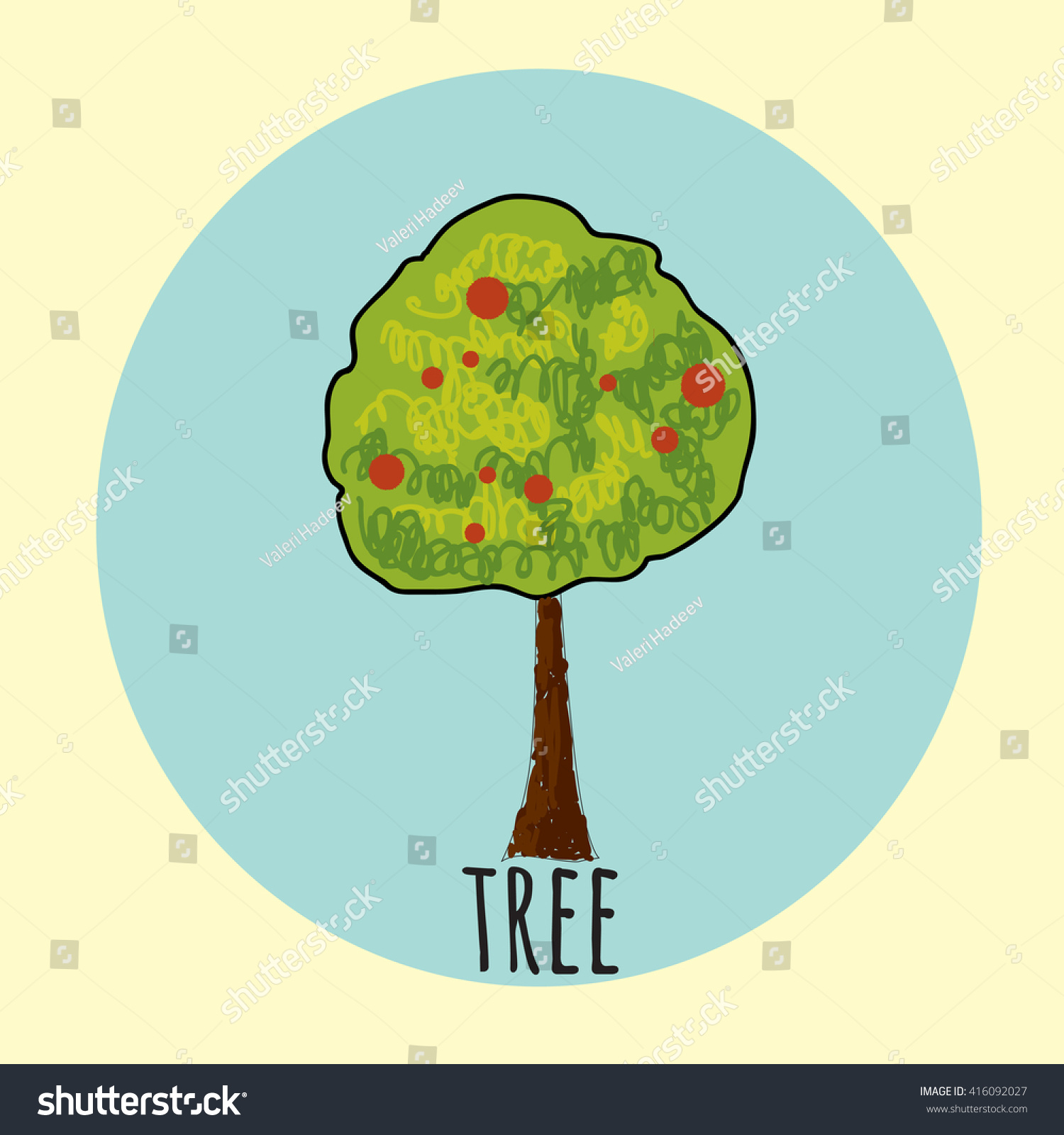 Tree Cartoon Style Illustration Vector Stock Vector (Royalty Free ...