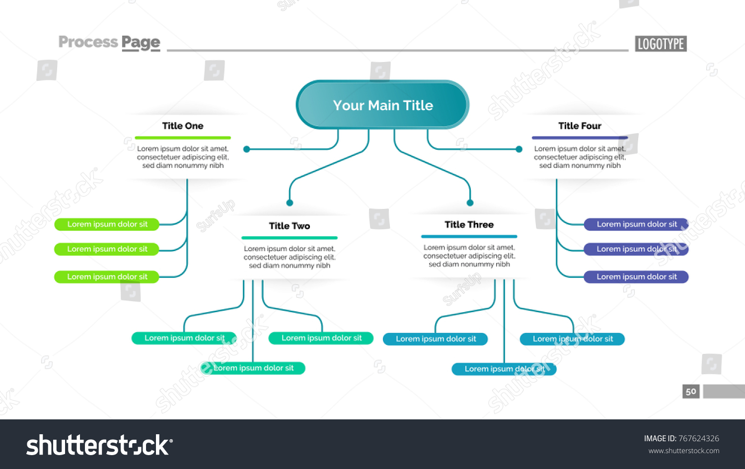 Tree Chart Four Elements Template Stock Vector (Royalty Free) 767624326 ...